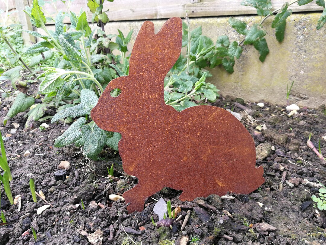 Rusty Metal Rabbit, Garden Decor, Rabbits, Easter Gift, Rustic Rabbit ...