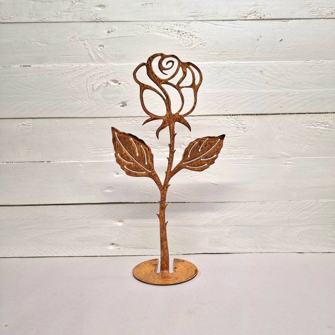 Rusted Metal Rose Rusted Garden Art Rusty Outdoor Ornament - Etsy