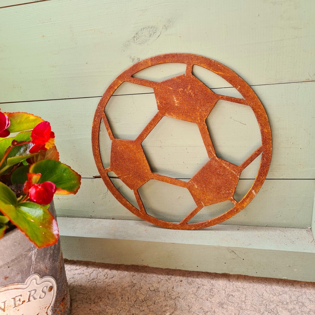 Rusty Football, Metal, Garden Decor, Wall Hanging, Footy Rusty Garden ...
