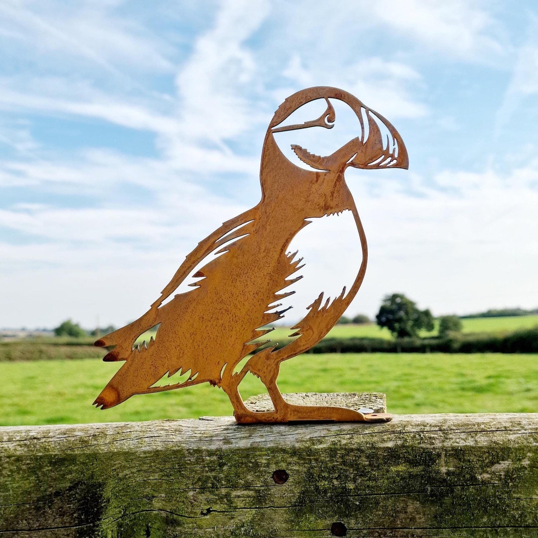 Puffin Metal, Garden Decor, Fence Topper, Rusty, Vintage - Etsy