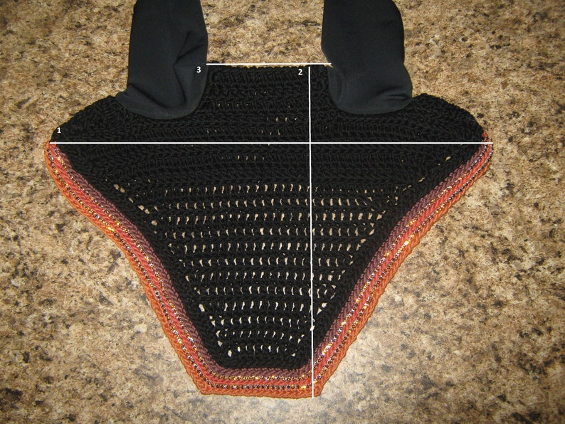 A-105 Horse Size Custom Crocheted Fly Bonnet Brick and Navy - Etsy