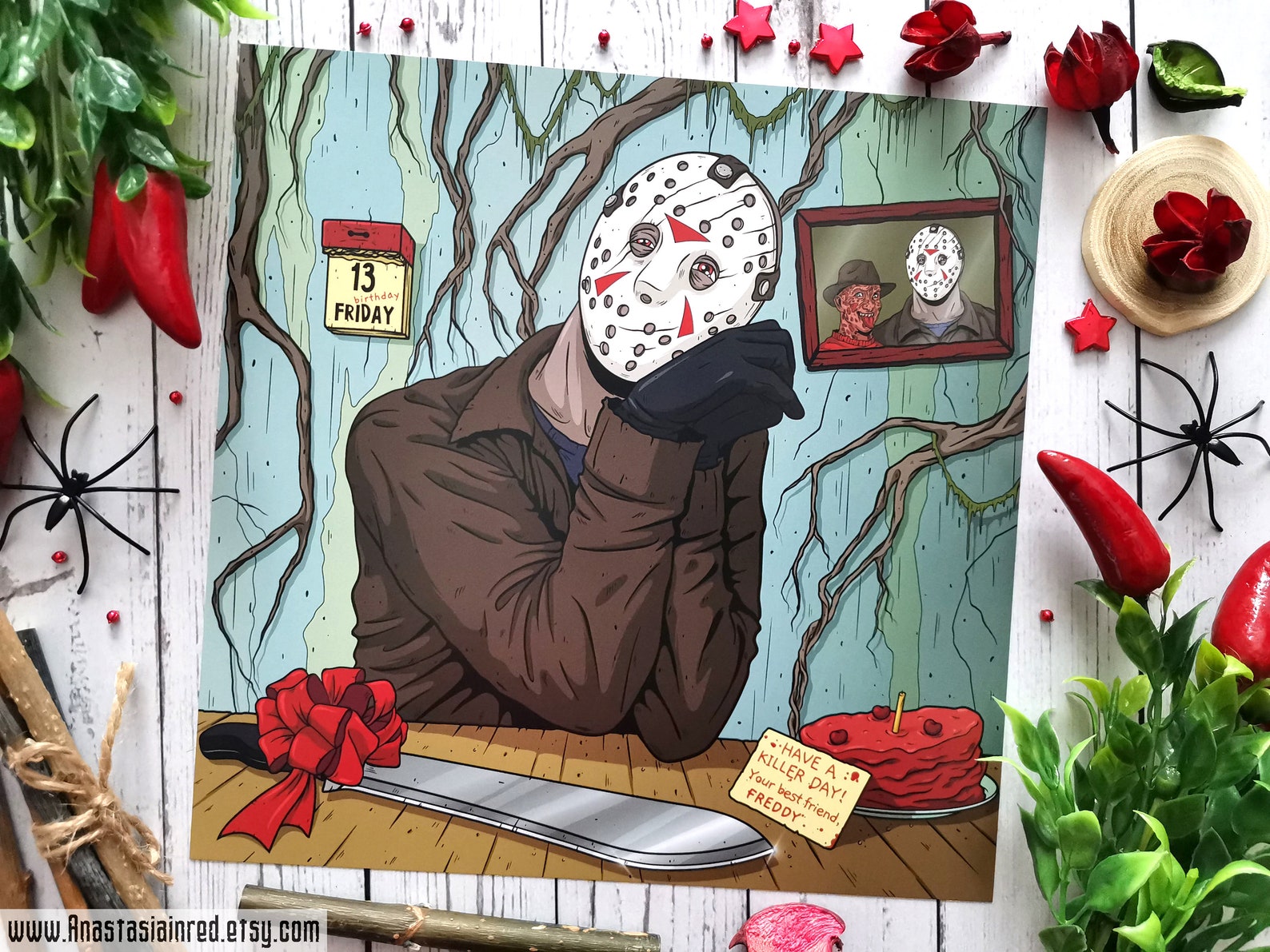 Cute Jason Voorhees. Funny horror art print inspired by Friday | Etsy
