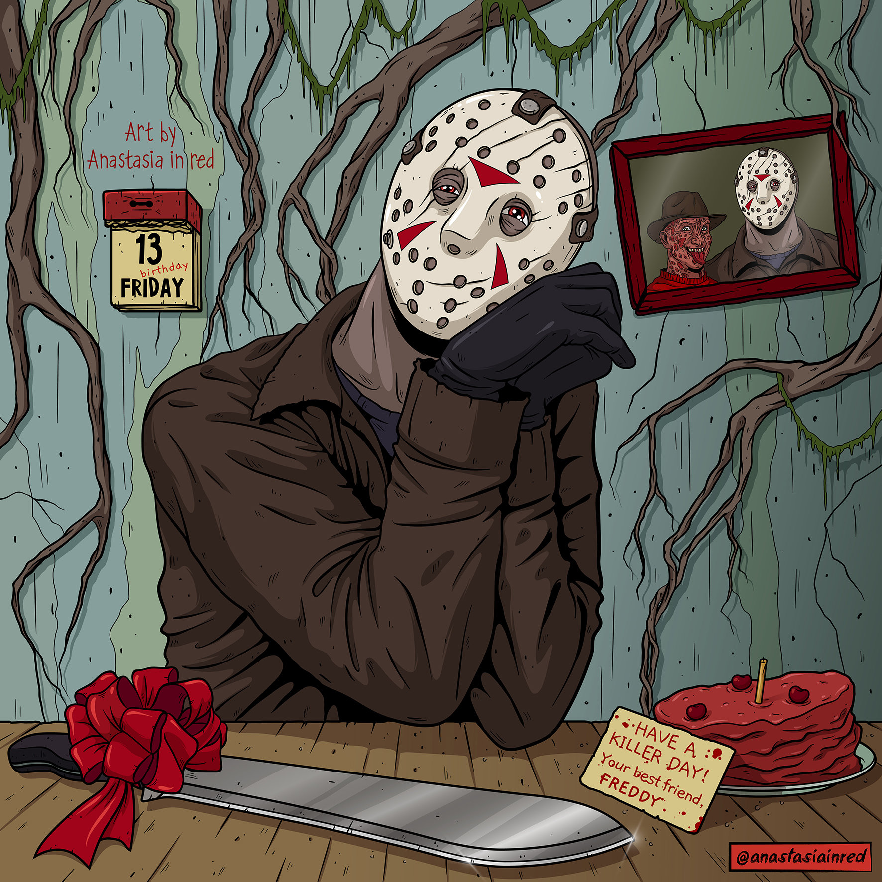 Cute Jason Voorhees. Funny horror art print inspired by Friday | Etsy