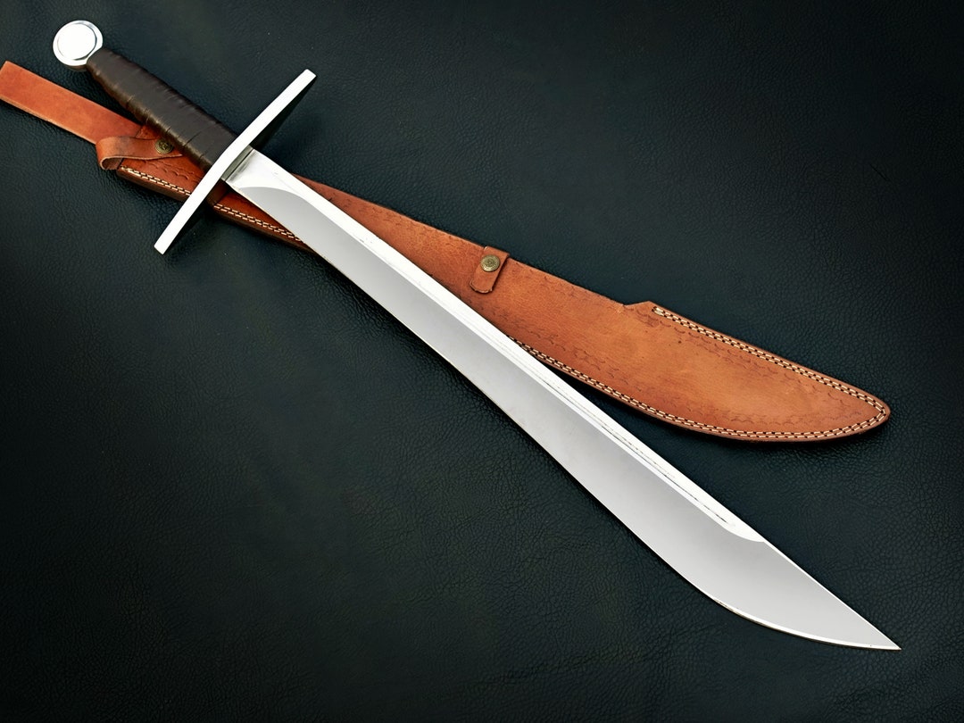 Handmade D2 Steel Viking Falchion Sword - 32 Inch With Leather Sheath ...