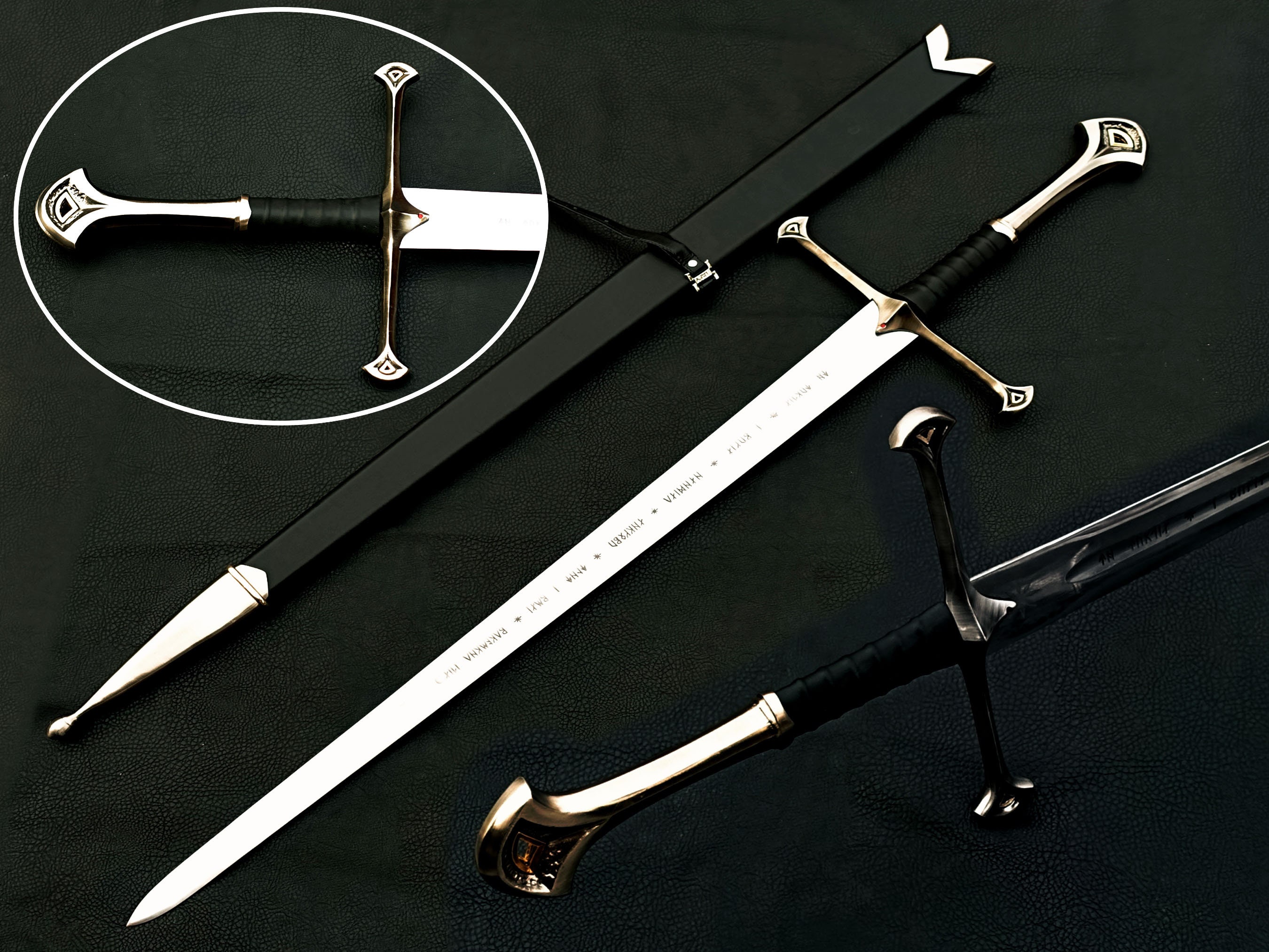 ANDURIL Sword of Strider Custom Engraved Sword LOTR Sword NARSIL Sword ...