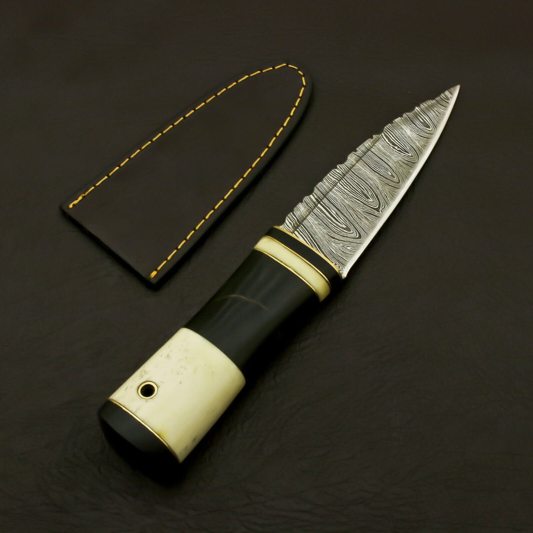 Beautiful Sgian Dubh Scottish Dirk Handmade Damascus Steel With Bone ...
