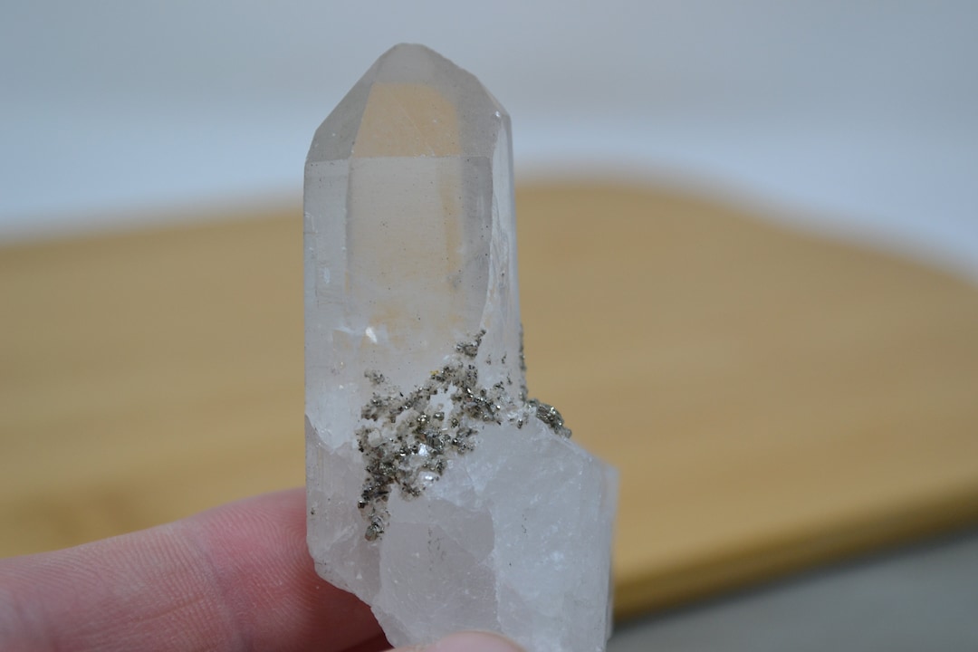 Quartz Cluster With Pyrite Inclusion Raw Quartz, Natural Pyrite Cluster ...