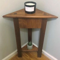Solid Cherry Corner Table With Shelves - Etsy