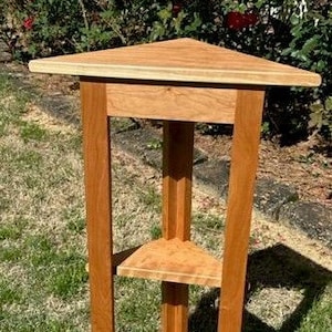 Solid Cherry Corner Table With Shelves - Etsy