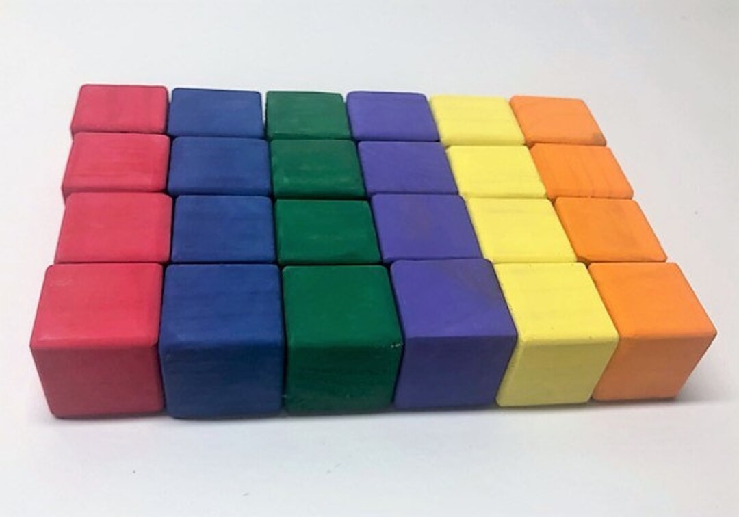 Wooden Baby Square Building Blocks - Rainbow Blocks Toy Set - Etsy