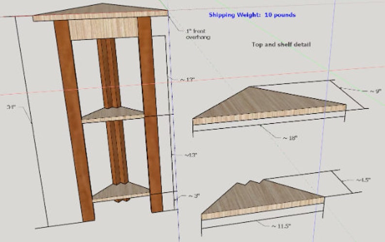 Solid Cherry Corner Table With Shelves - Etsy