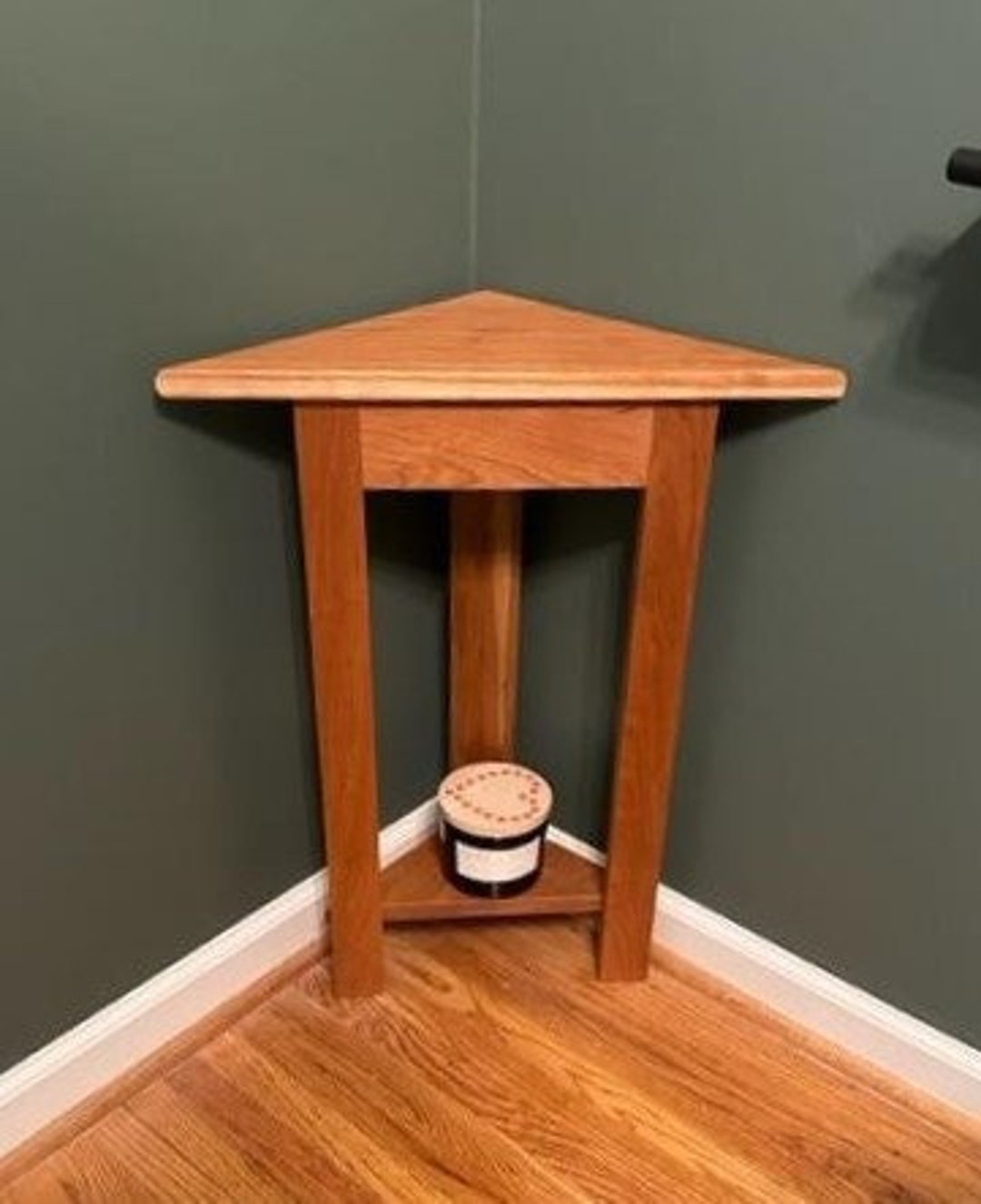 Solid Cherry Corner Table With Bottom Shelf, Handcrafted Bathroom ...