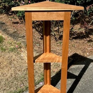 Solid Cherry Corner Table With Shelves - Etsy