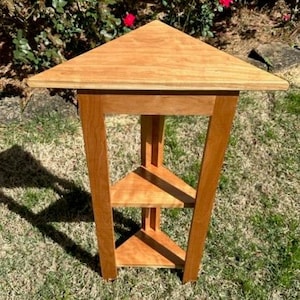 Solid Cherry Corner Table With Shelves - Etsy