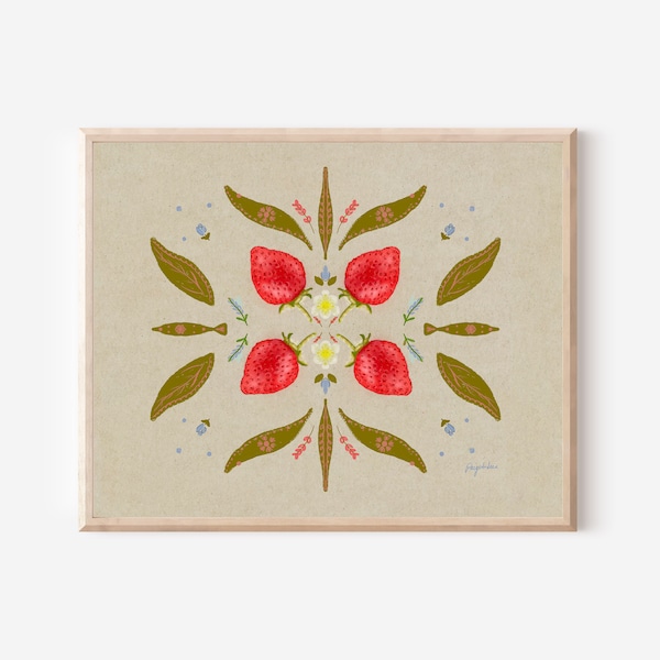 Strawberry Folk Art - Etsy