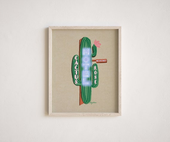 Vintage Desert Motel Sign Cactus Rose Motel | Etsy