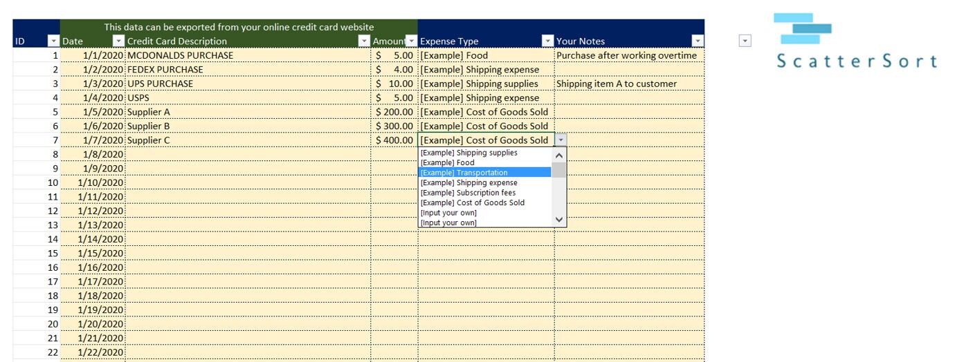 Credit Card Transaction Organizer - Categorize Expenses Automatically ...