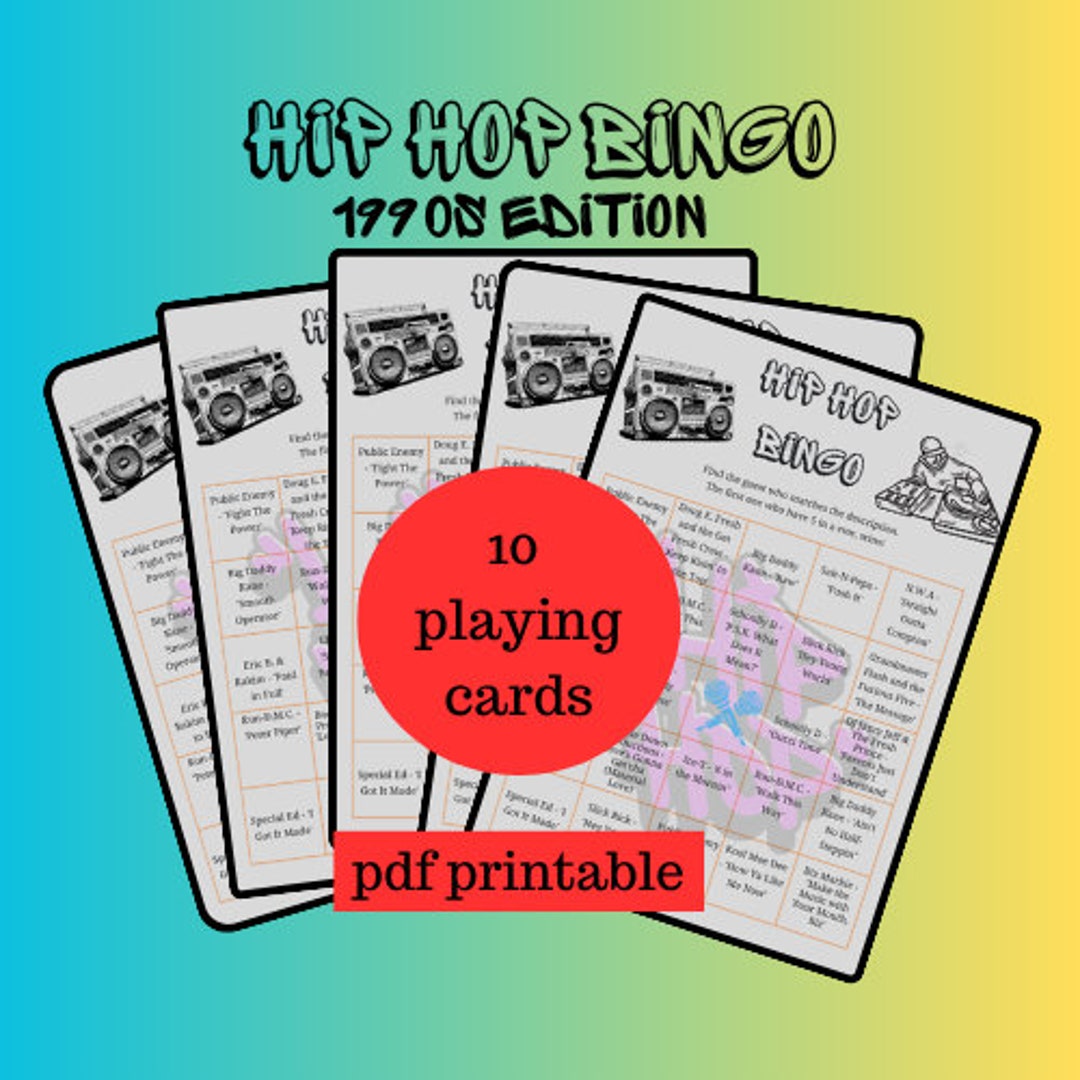 Hip Hop Bingo 1990s Edition; Party Games; Adult Games; Family Games - Etsy