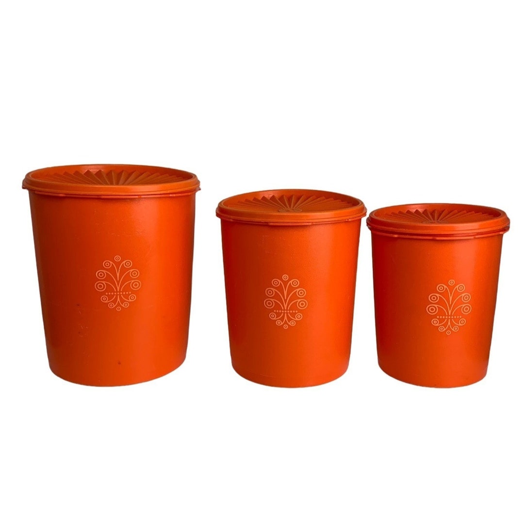 Vintage Orange Tupperware Canister Set of 3 - Etsy