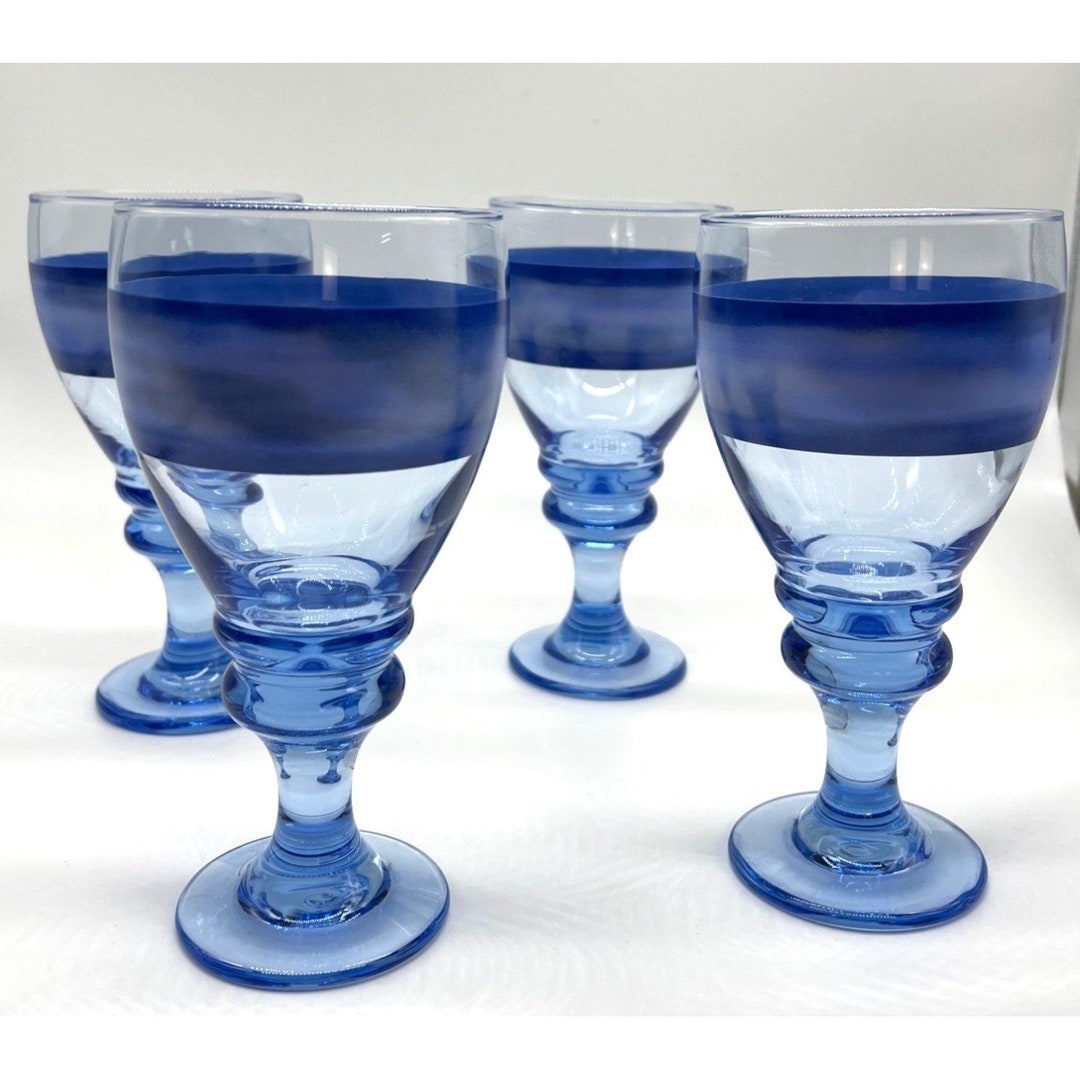 Vintage Libbey Nova Blue Water Goblets Set of 4 - Etsy