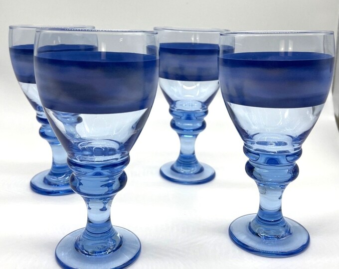 Vintage Libbey Nova Blue Water Goblets Set of 4 - Etsy