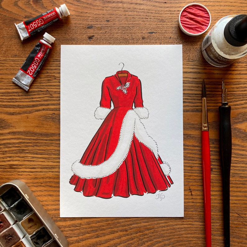 White Christmas Red Dress Print | 5x7 White Christmas Dress | Old ...