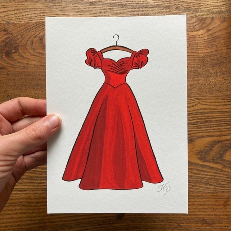 Meet Me in St. Louis Red Velvet Dress Print | 5x7 Print Gouache ...