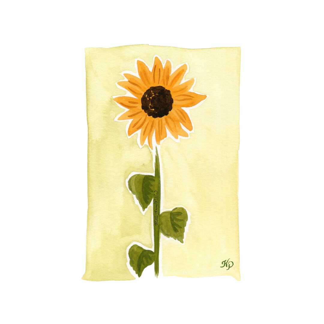 Small Sunflower Art Print | 5x7 Sunflower Watercolor Painting ...