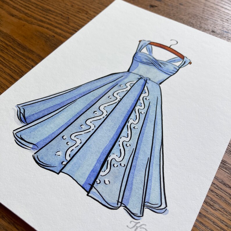 White Christmas Periwinkle Dress Art Print | 5x7 White Christmas Movie ...