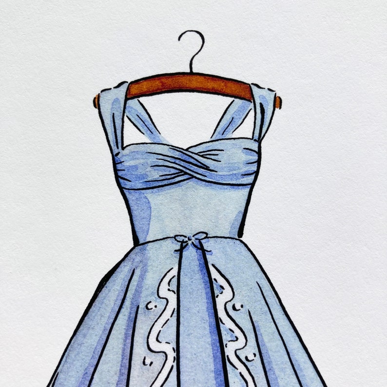 White Christmas Periwinkle Dress Art Print | 5x7 White Christmas Movie ...