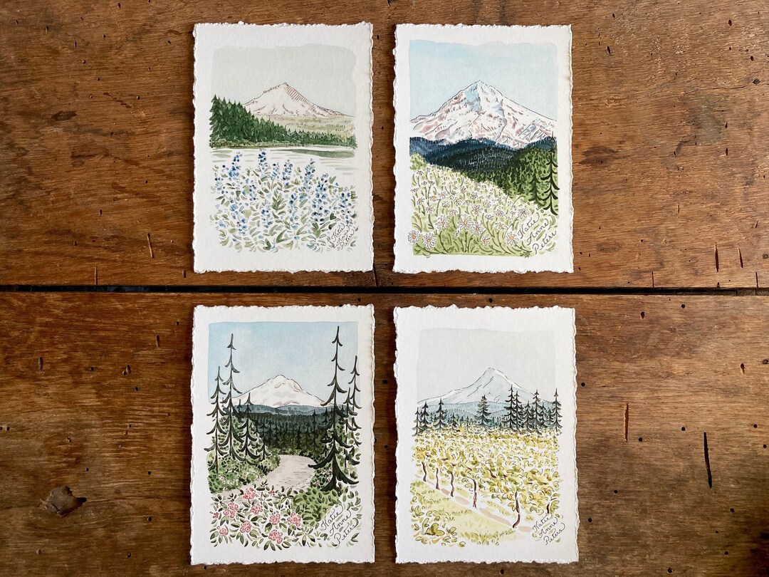 Set of Four Mt. Hood Prints With Deckled Edges | 5x7 Mount Hood ...