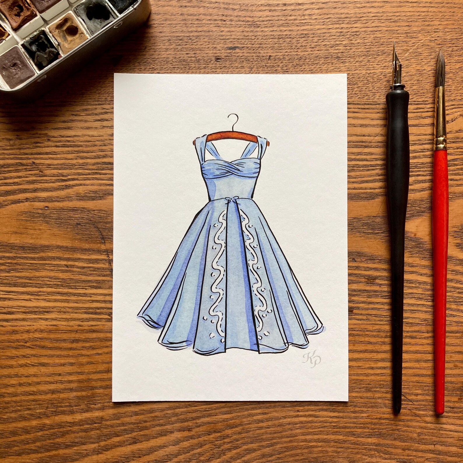 White Christmas Periwinkle Dress Art Print | 5x7 White Christmas Movie ...