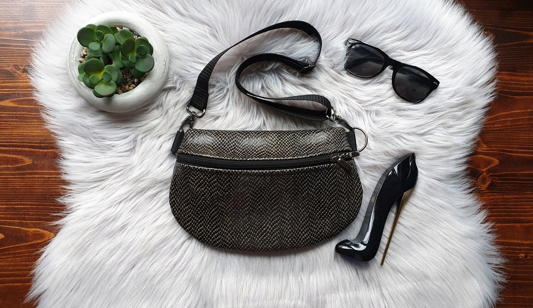 Brown Faux Leather Boa Snake Crossbody Bag Fanny Pack Bum Bag - Etsy