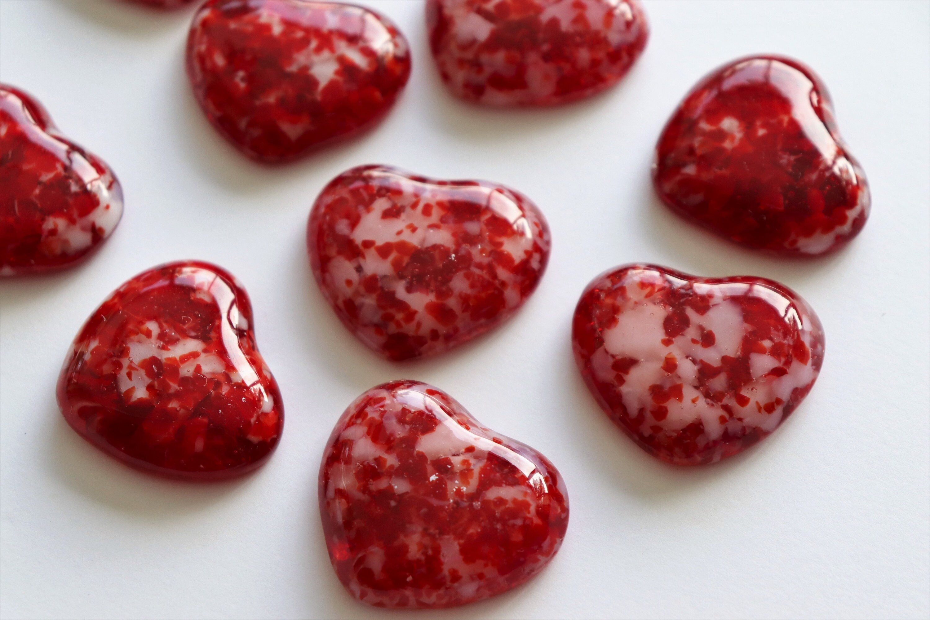 Glass Heart Paperweight Fused Red Solid Glass Heart - Etsy