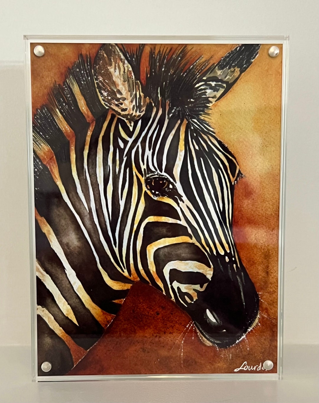 Zebra Art on Acrylic Block Tabletop Art, Watercolor Zebra Shelf Art - Etsy