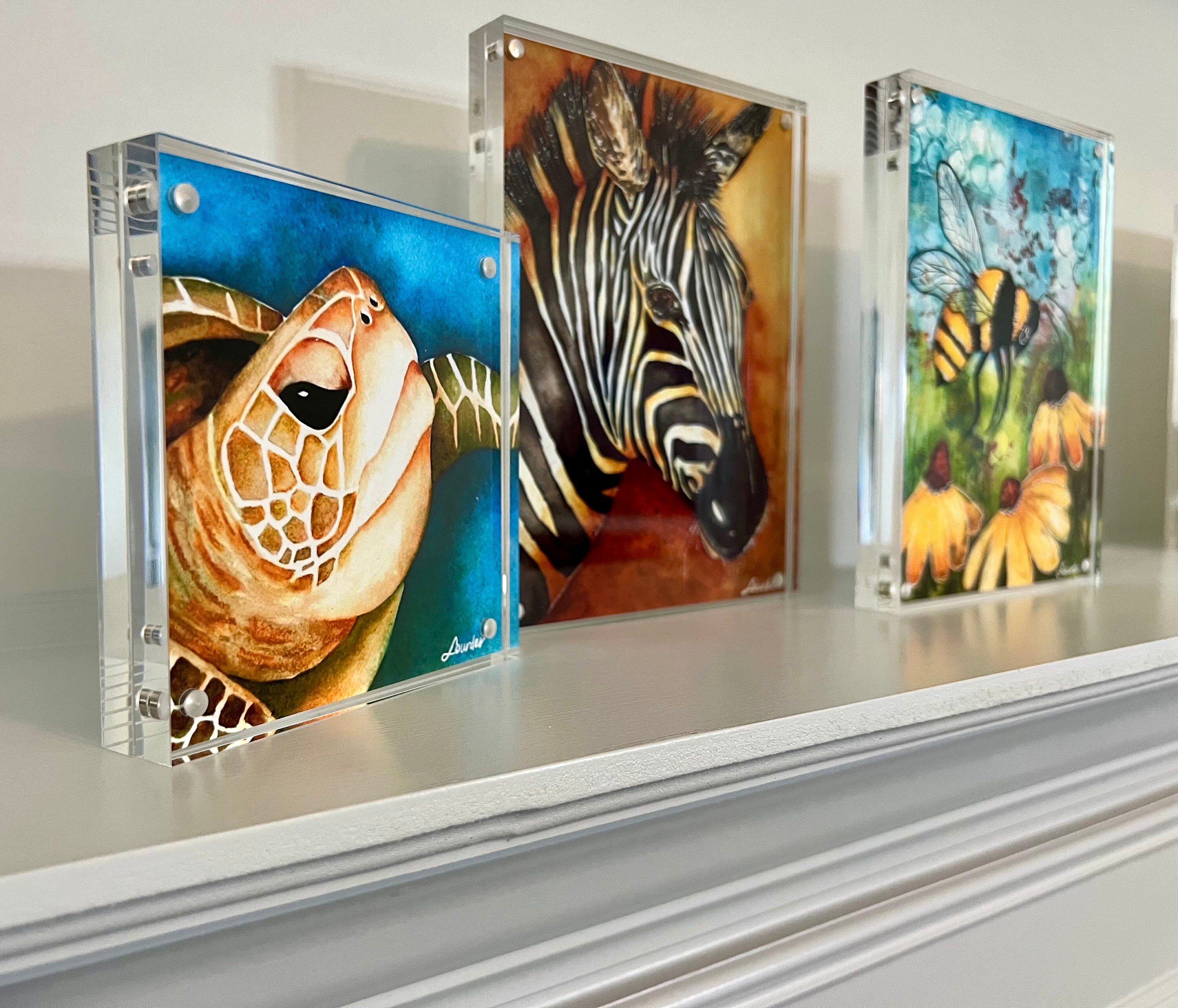 Sea Turtle Artwork on Acrylic Block Tabletop Art, Watercolor Sea Turtle ...