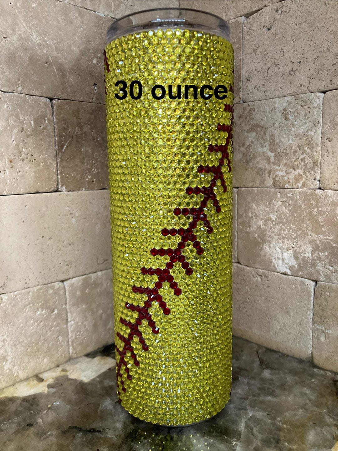 20 or 30 Ounce Rhinestone Softball Tumbler - Etsy