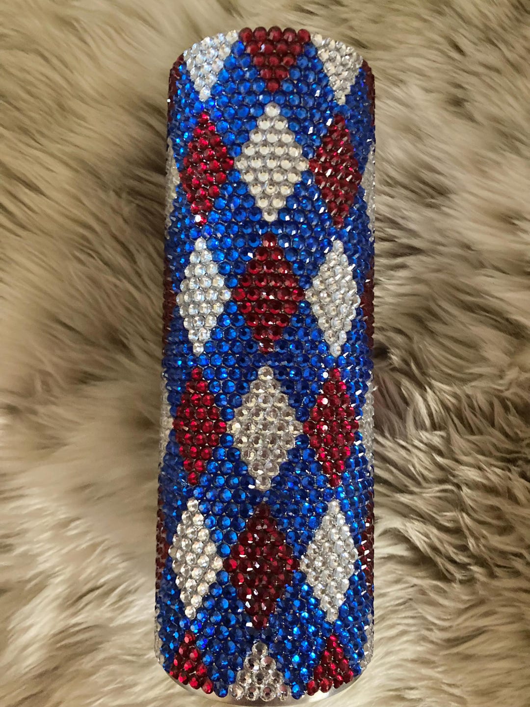 Patriotic Americana Red White & Blue Diamonds Rhinestone 20 Ounce ...