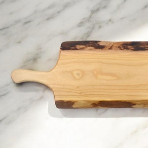 Live Edge Cherry Wood Charcuterie Board With Handle - Cherry Wood ...