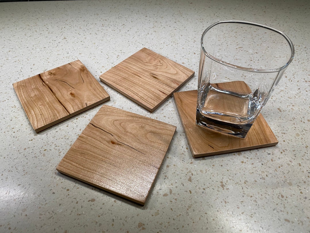 Cherry Wood Coasters - Set of 4 - Etsy
