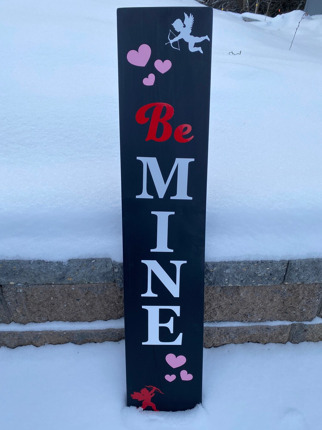Be Mine Valentine’s Day Porch Sign. 3 Foot Tall Wooden Cupid Hearts ...
