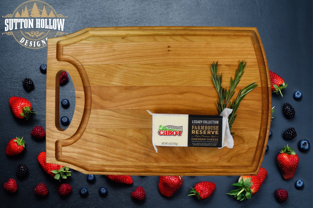 Cherry Cutting Board With Handle, Juice Groove, Vermont Made - Etsy