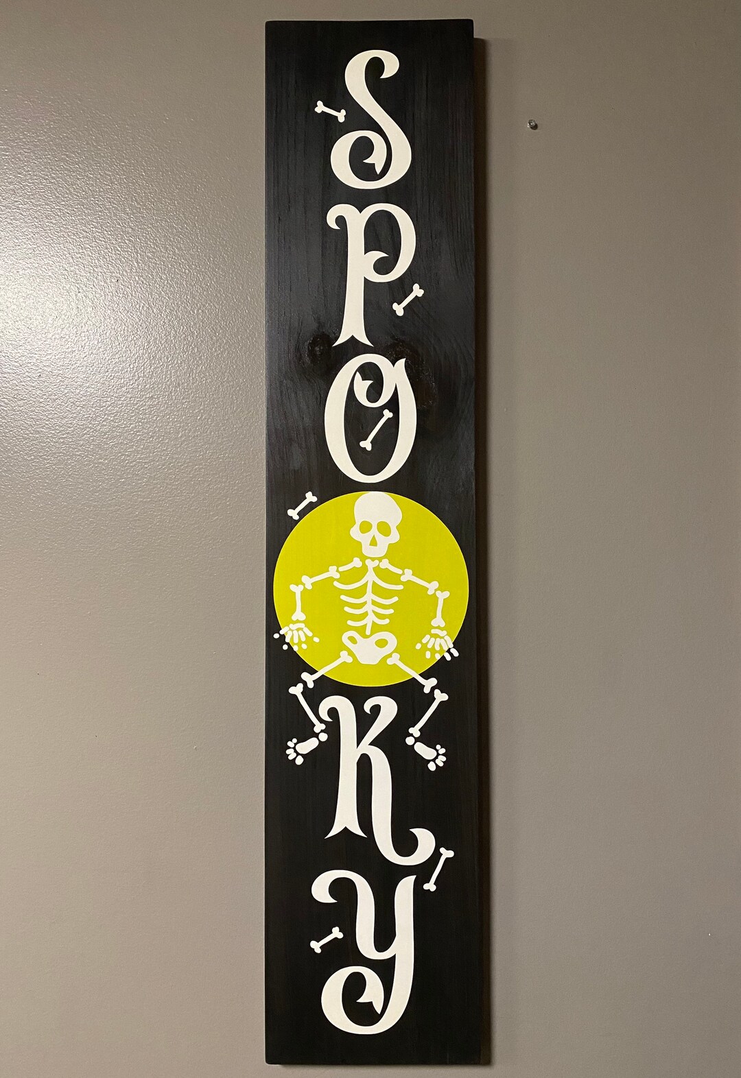 Spooky Skeleton Halloween Sign. 3 Foot Tall Wooden Halloween Porch Sign ...