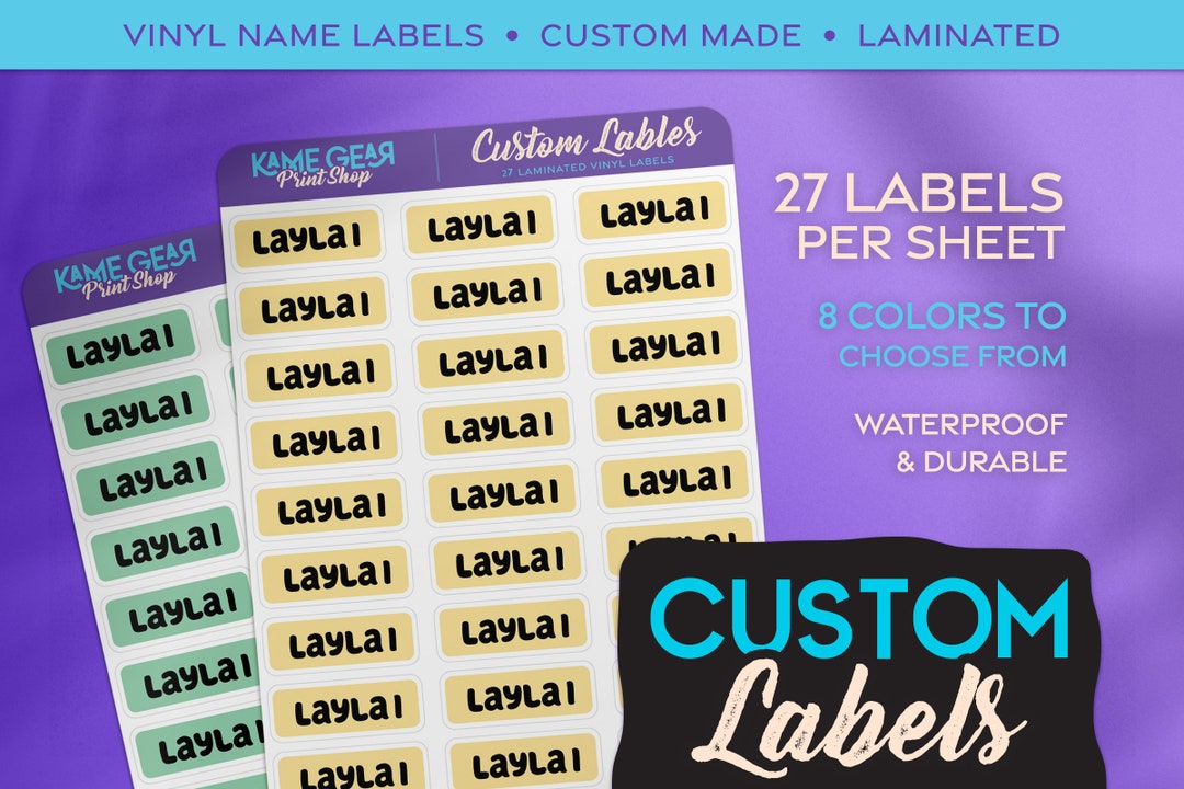 Kawaii Color - Name Labels - Etsy