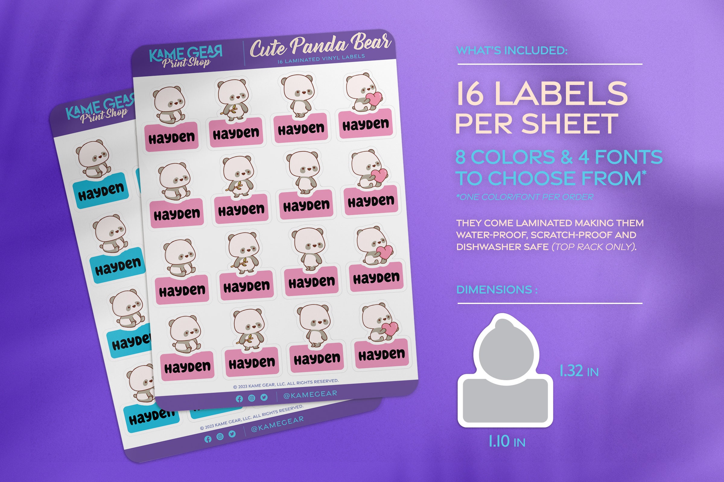 Cute Panda - Name Labels - Etsy