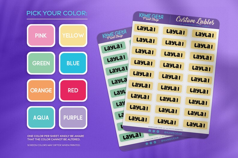 Kawaii Color Name Labels - Etsy