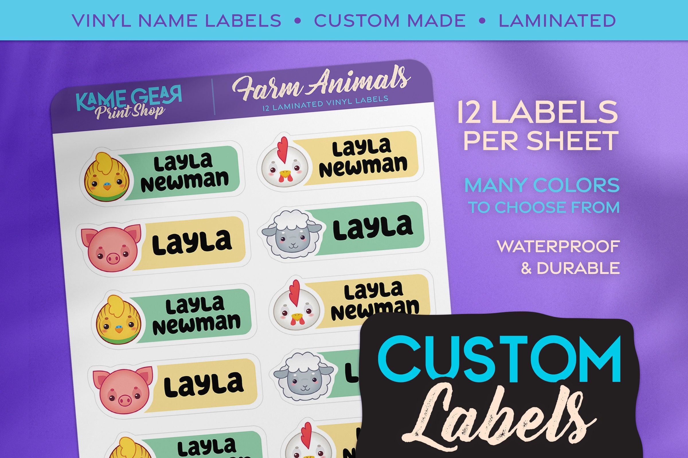 Farm Animals Name Labels 2 Colors - Etsy