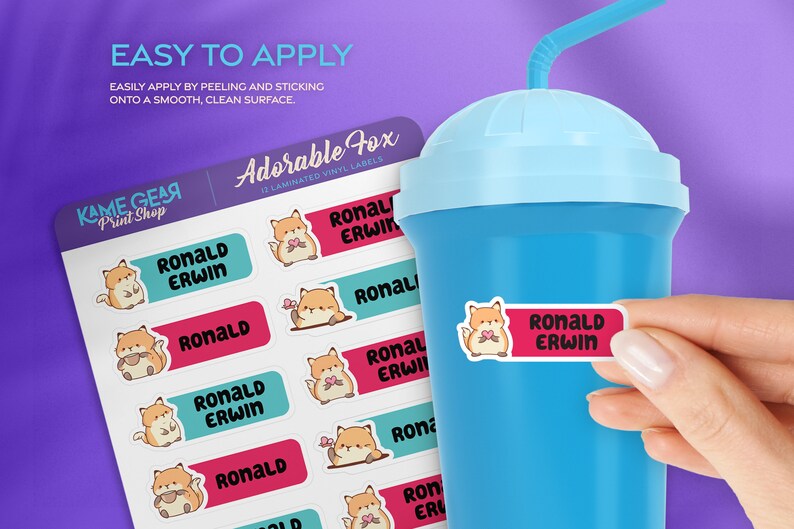 Adorable Fox Name Labels 2 Colors - Etsy