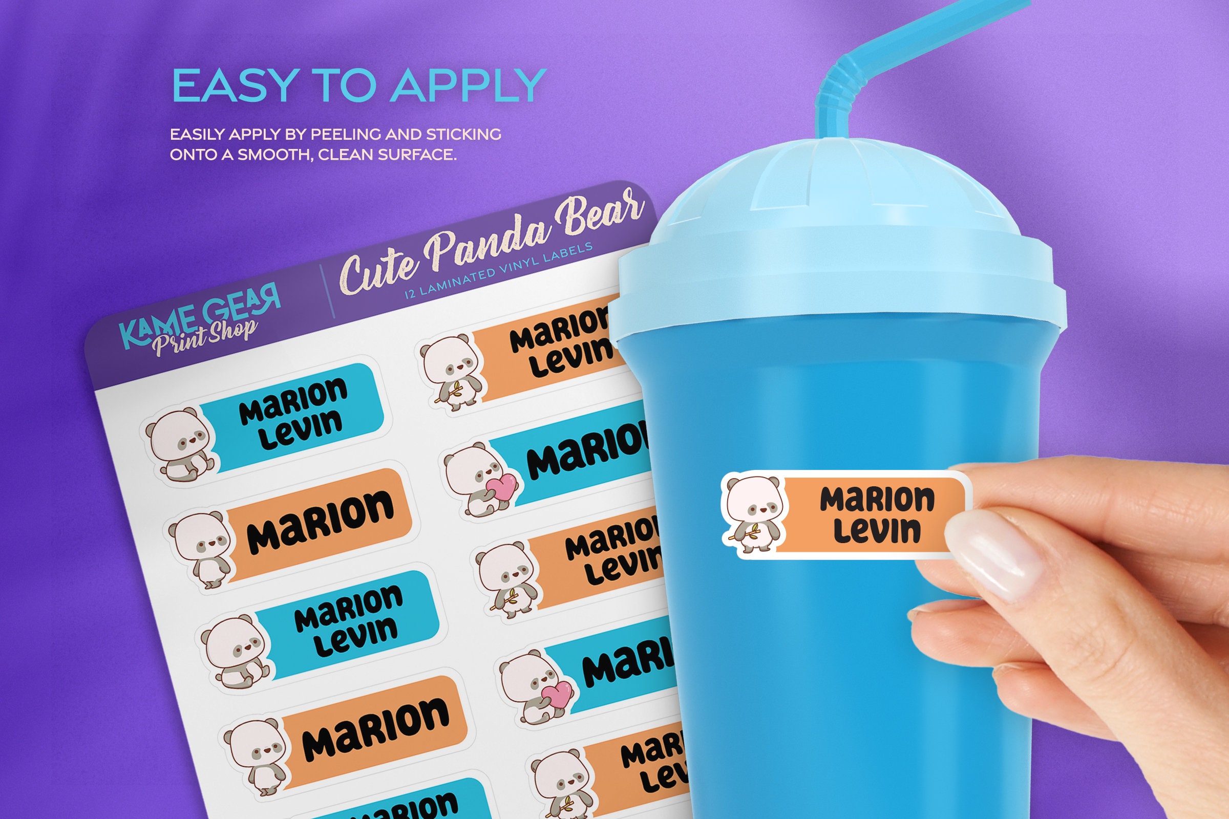 Cute Panda - Name Labels 2 Colors - Etsy