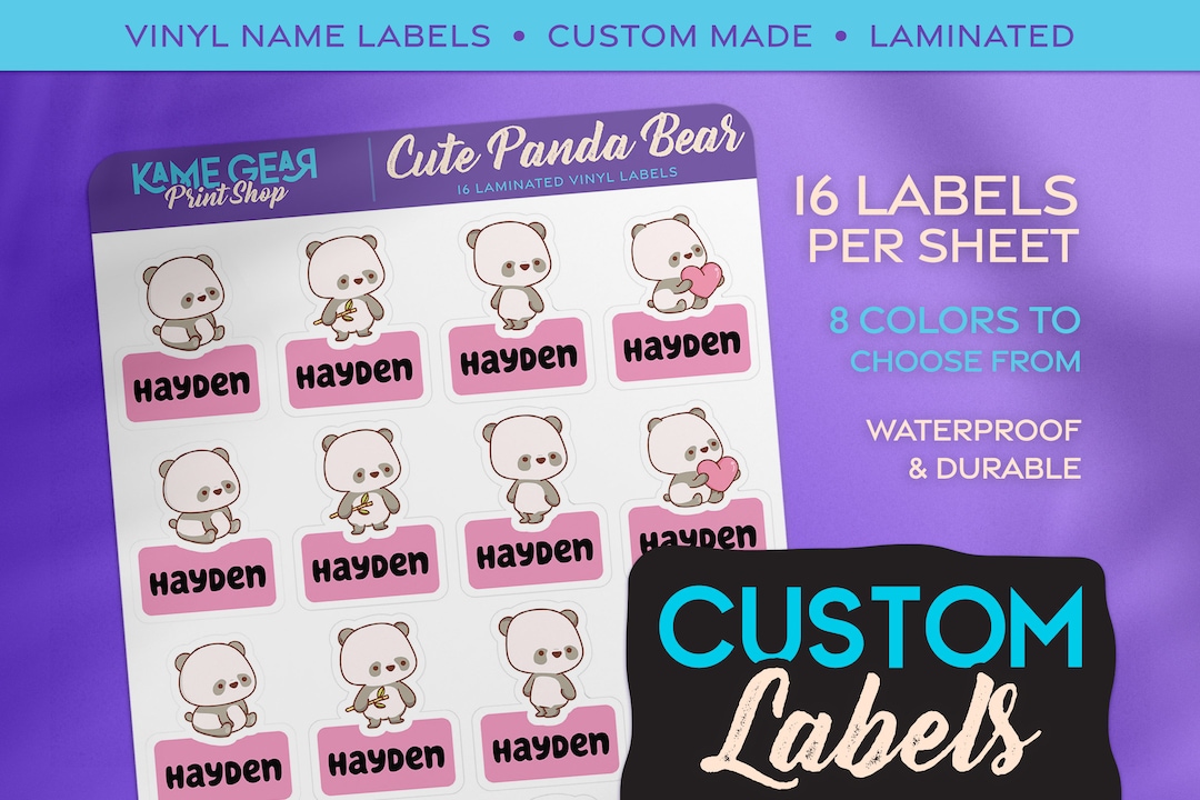 Cute Panda - Name Labels - Etsy